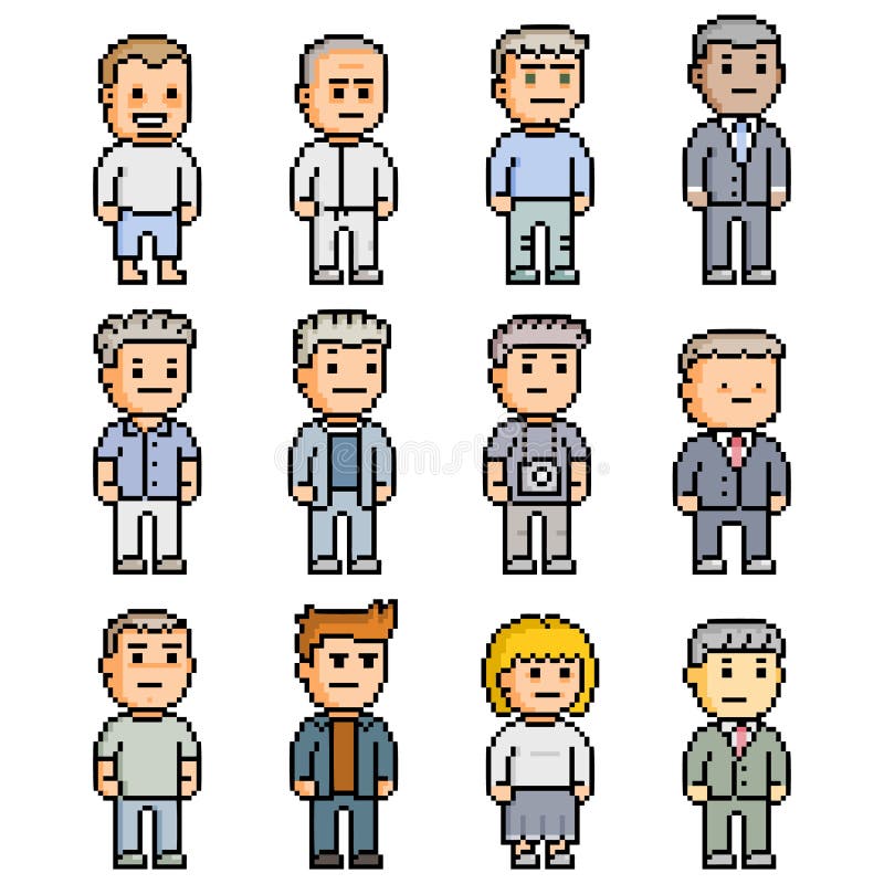 Pixel Art People vector illustratie. Illustration of programmeurs ...