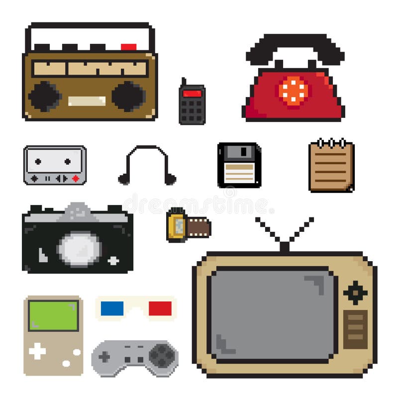 Pixels Art Item Technology Icon Stock Vector - Illustration of film ...