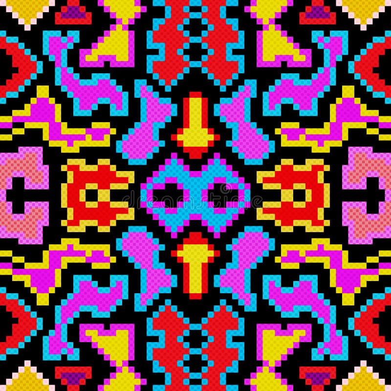 Pixels Colored Geometric Seamless Pattern Illustration Stock ...
