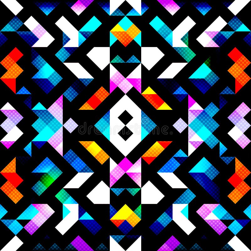Pixels Colored Geometric Seamless Pattern Vector Illustration Stock Illustration - Illustration ...