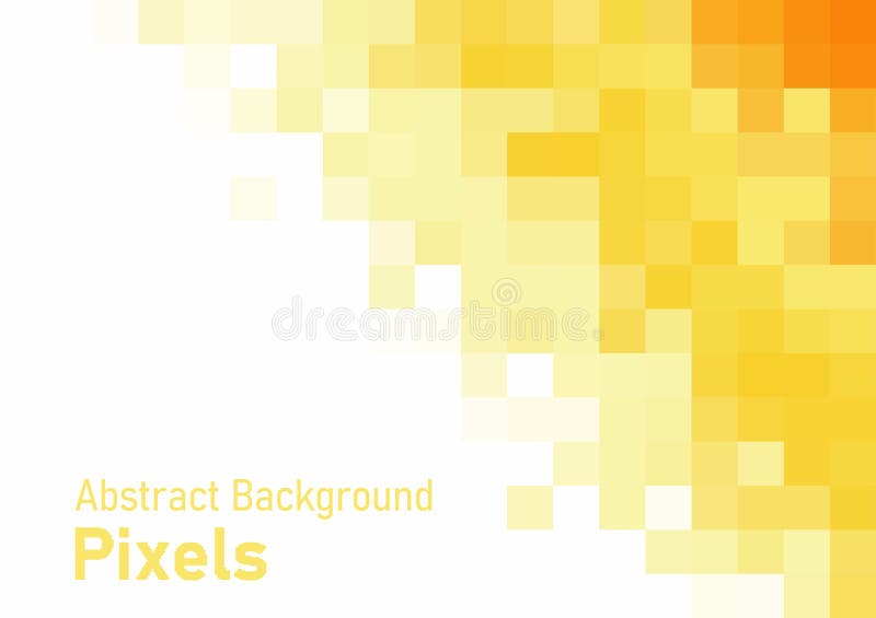 Pixels Disintegrate Pattern. Geometric Mosaic Background, Yellow Color ...