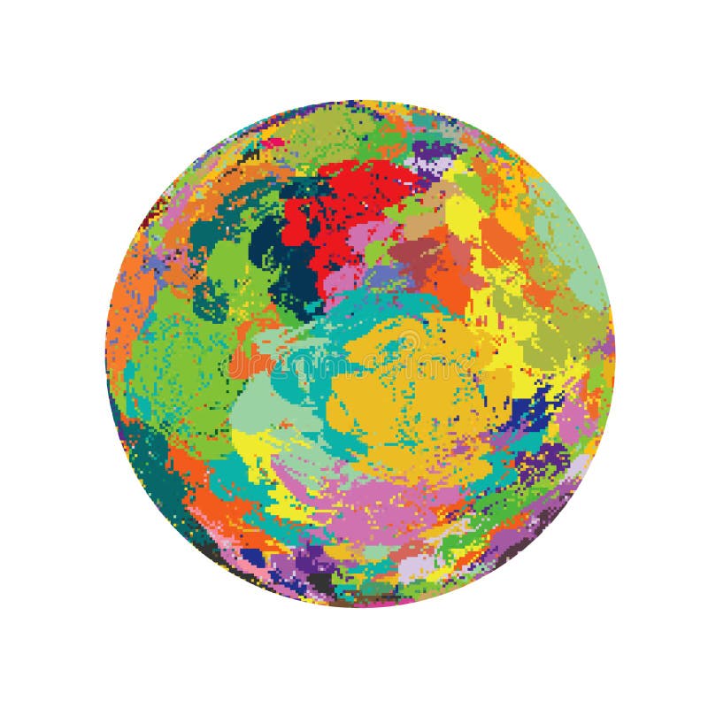 Pixels Paint Globe Earth Colorful Spectrum Illustration Artwork ...