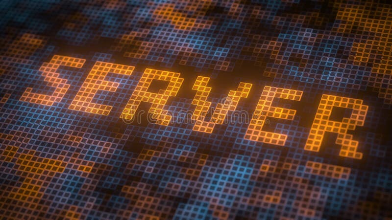 Pixels on the Screen Compose SERVER Text. 3D Animation Stock Footage ...