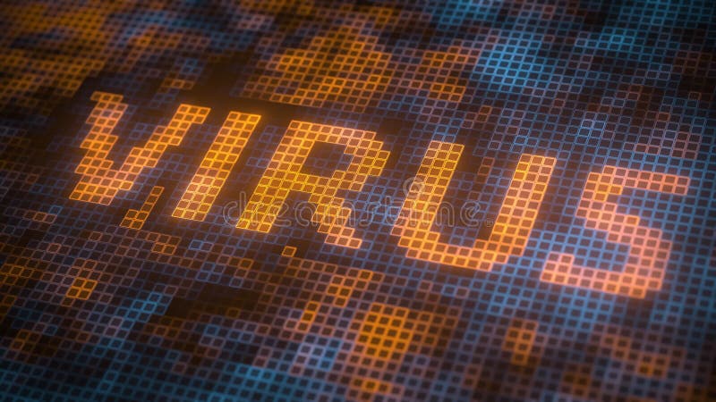 Pixels on the Screen Compose VIRUS Text. 3D Animation Stock Video ...