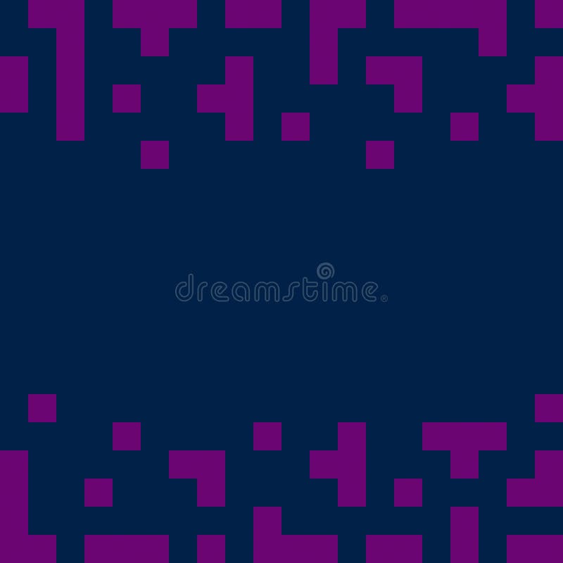 Pixels Top and Bottom Frame Border Trendy Violet on Dark Blue. Pixel ...