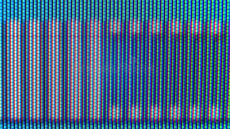 Pixels in the Working Old Analog TV Screen Close Up. Red, Blue and ...