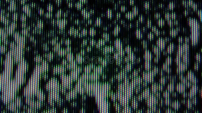 Pixels in the Working Old Analog TV Screen Close Up. Red, Blue and ...