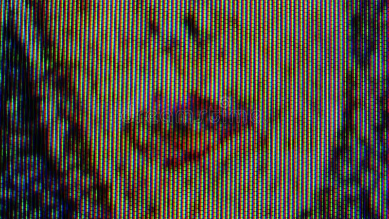 Pixels in the Working Old Analog TV Screen Close Up. Red, Blue and ...