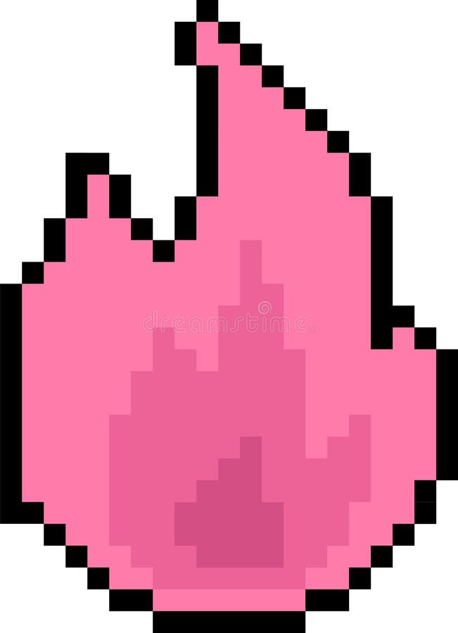 Pixels Y2K Fire Sticker stock vector. Illustration of heart - 354641236