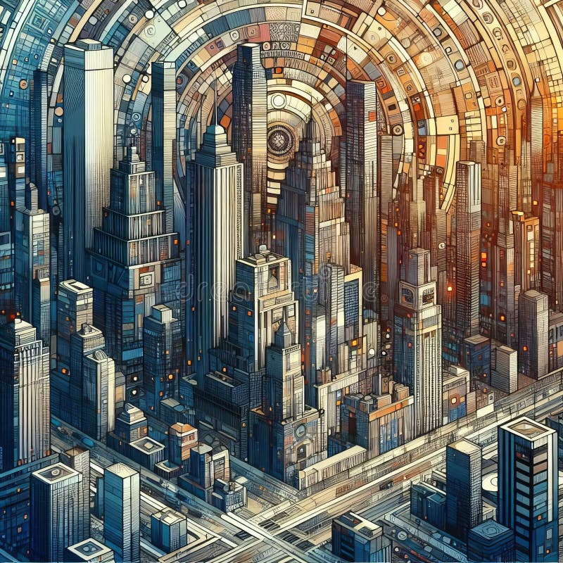 127 31. Pixelscape Abstract City Drawing_ an Abstract Stock Photo ...