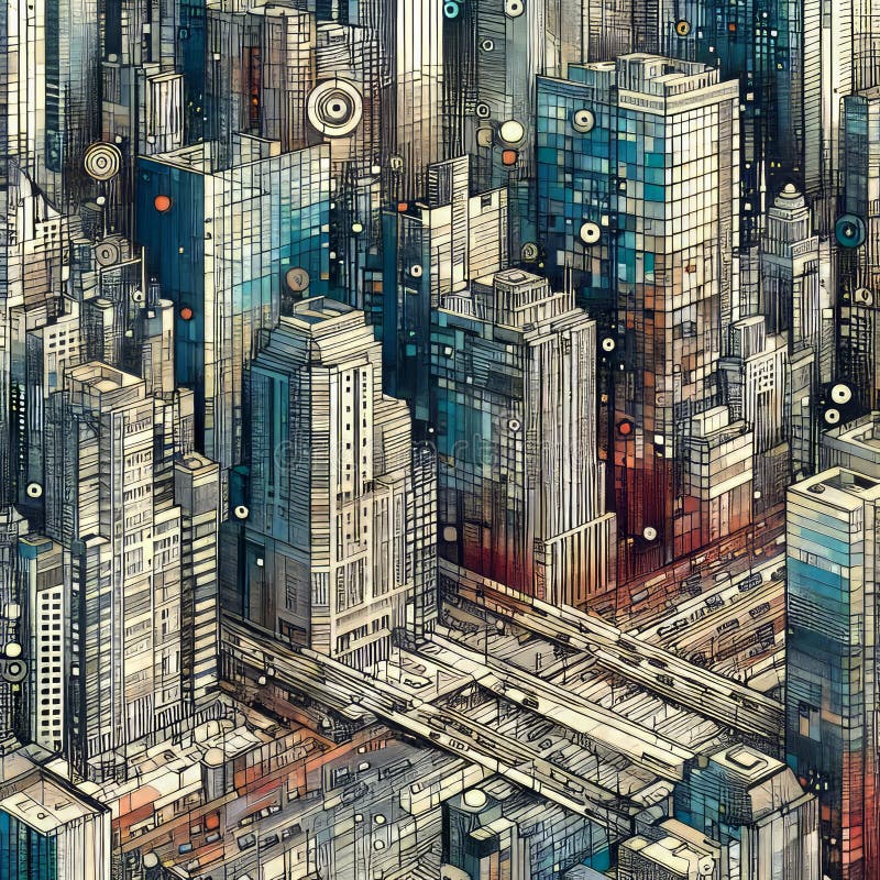 120 31. Pixelscape Abstract City Drawing_ an Abstract Stock Image ...