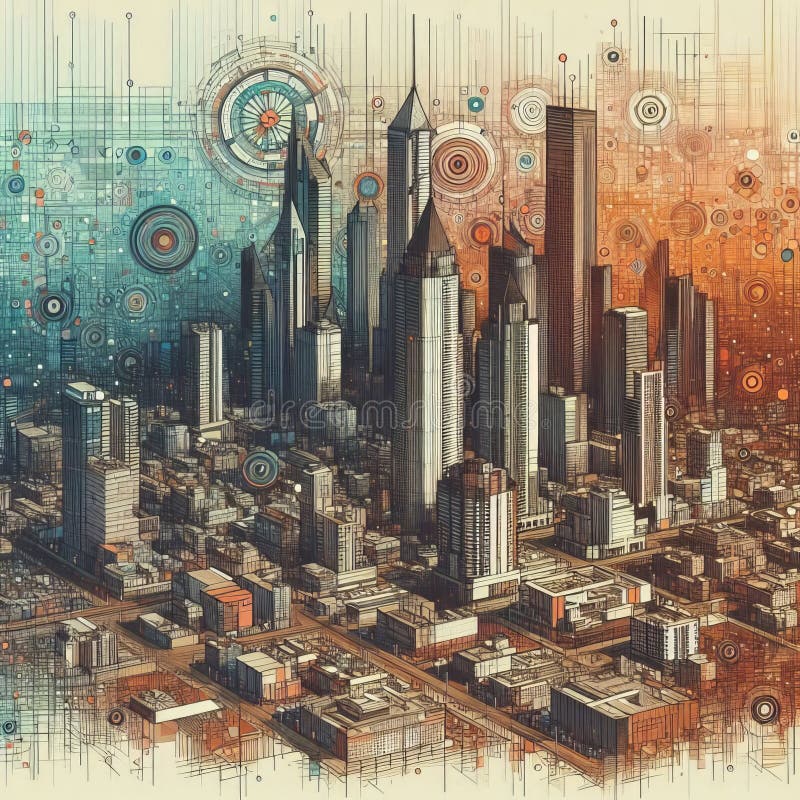 Pixelscape Abstract City Stock Illustrations – 3 Pixelscape Abstract ...