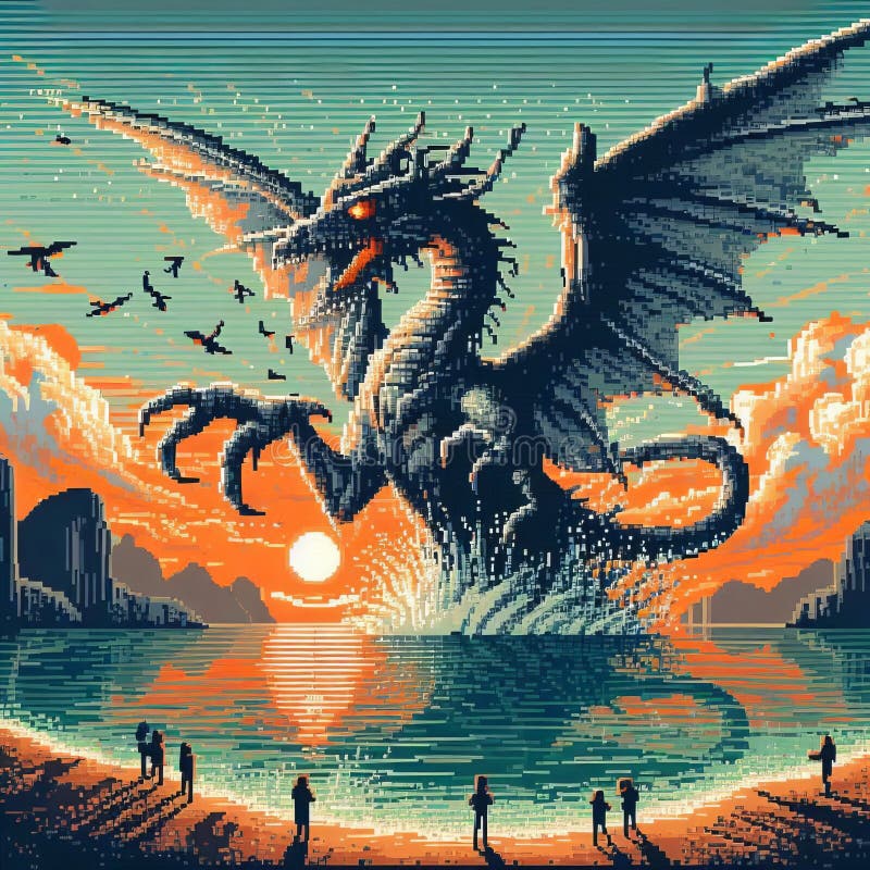 13 1. Pixelscape Drawing_ a Digital Drawing Created Us Stock ...