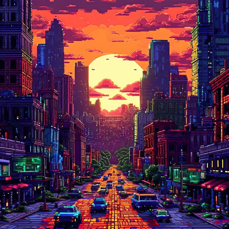 Pixelscape Drawing a Digital Drawing Created Using in Stock ...