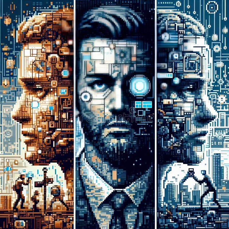 Pixelscape Drawing a Digital Drawing Created Using Stock Illustration ...