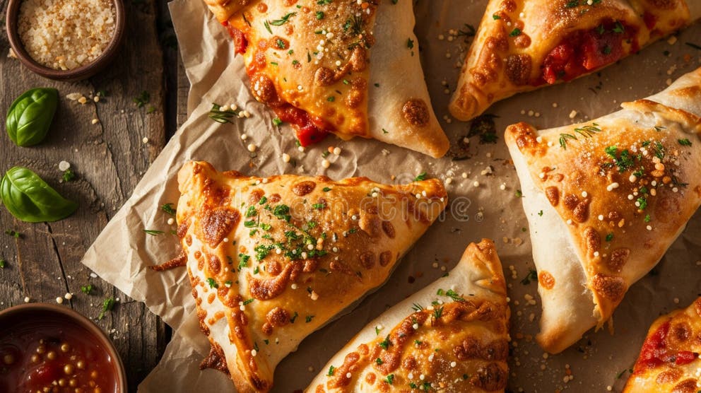 Pixie Dust Pizza Pockets with Pepperoni. Generative Ai Stock Image ...