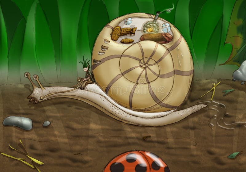 Pixie and snail stock illustration. Illustration of creativity - 25142370