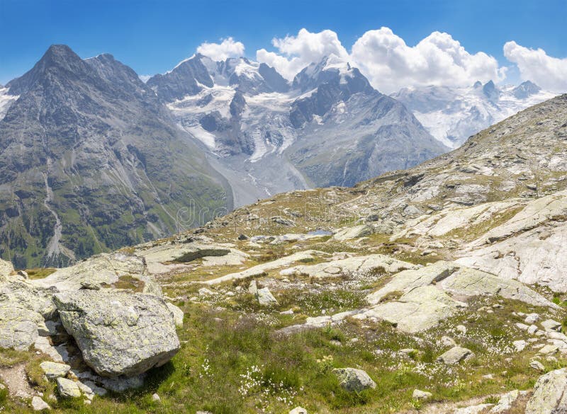 The Piz Bernina and Piz Roseg Peaks - Switzerland Stock Image - Image ...