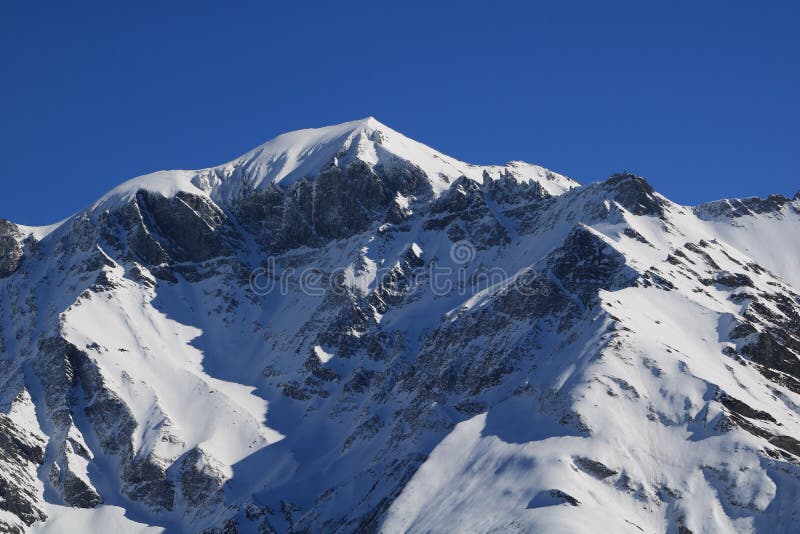 Piz Segnas in Winter Seen from Elm Stock Photo - Image of alpine ...