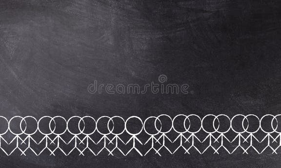 Black Chalkboard Illustration with Drawings of a Crowd of Stick Figures ...