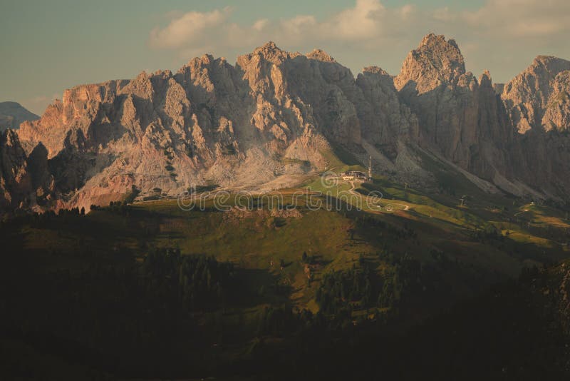 Pizes De Cir Mountains Range View on a Sunny Day with Cloudy Sky ...