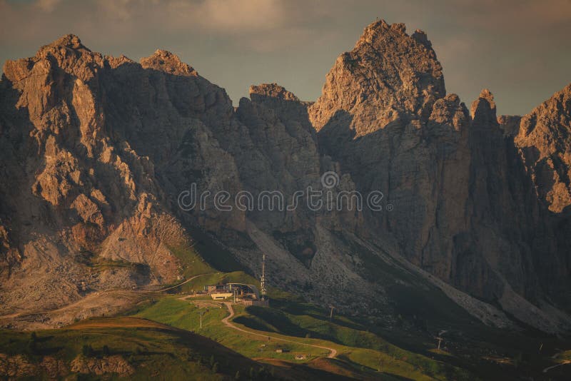 Pizes De Cir Mountains Range View on a Sunny Day with Cloudy Sky ...