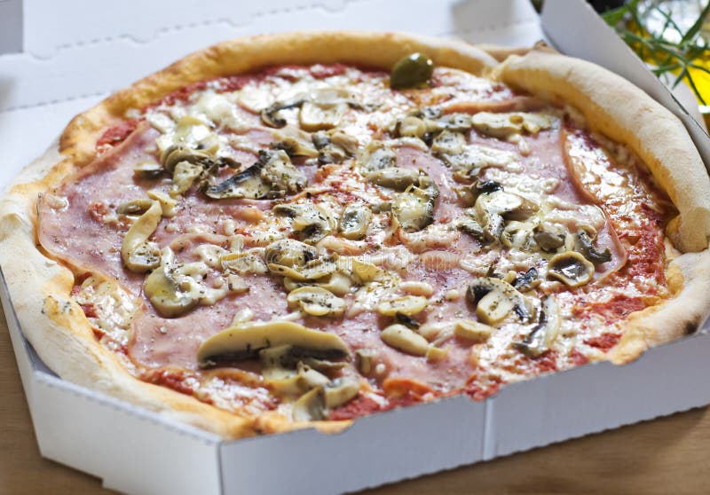 Meat Feast Pizza in a Take Away Box Stock Image - Image of dinner, meal ...