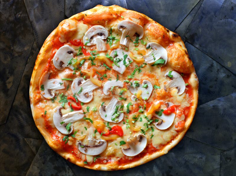 A medium sized Pizza stock photo. Image of pizza, tomatoes - 19456352