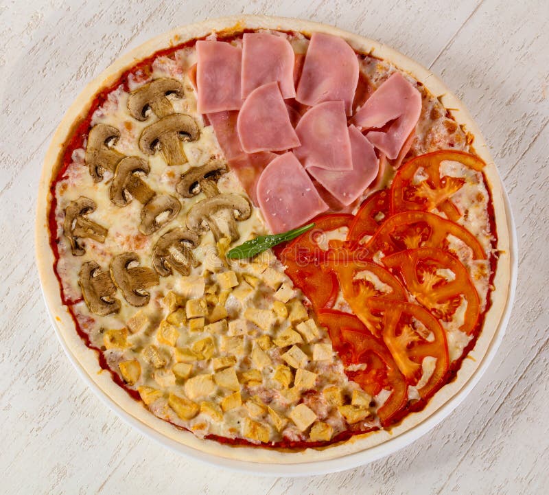 Pizza assortment mix stock photo. Image of basil, sauce - 159334752