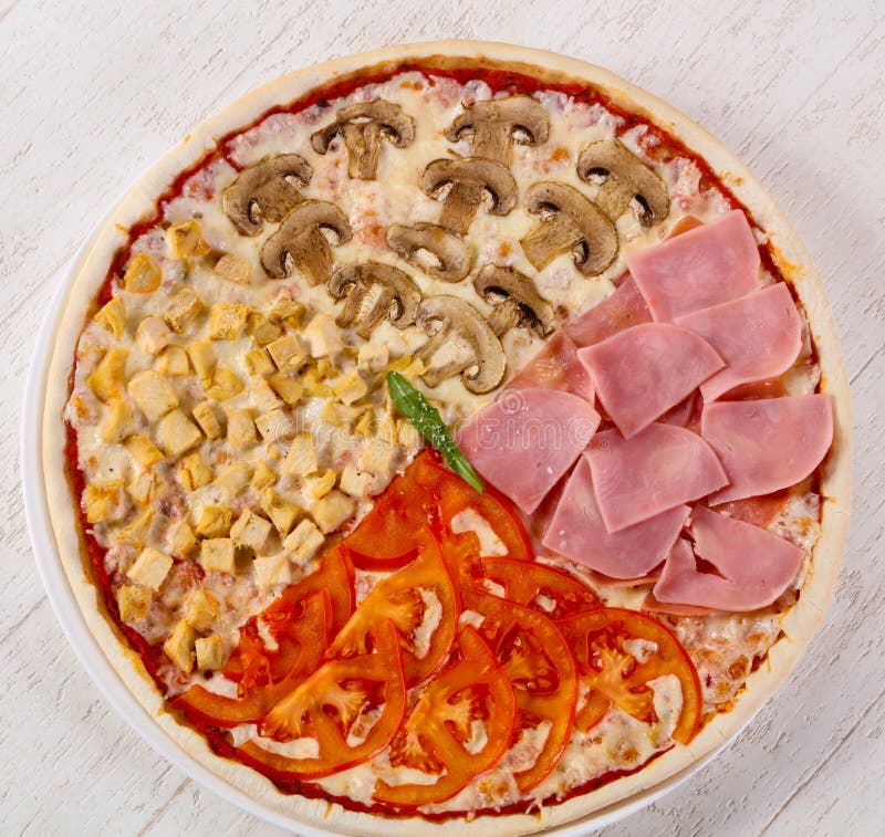 Pizza assortment mix stock photo. Image of white, background - 121393210