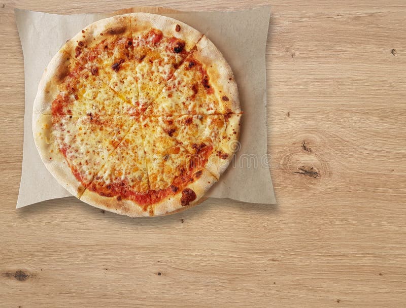 Pizza Baked Top View on the Table Stock Image - Image of isolated ...