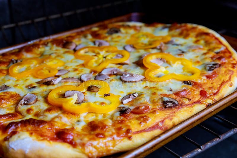 Pizza Baking and Pizza Making Oven Stock Photo - Image of fast ...