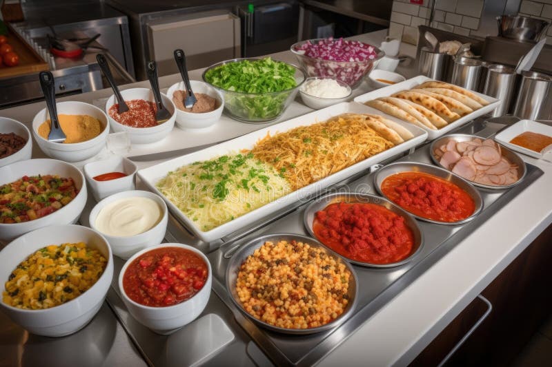 Pizza Bar, with Various Toppings and Ingredients To Choose from Stock ...