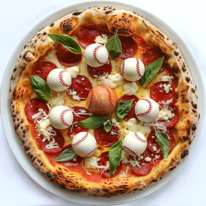 Pizza with Baseballs Inside Stock Illustration - Illustration of season ...