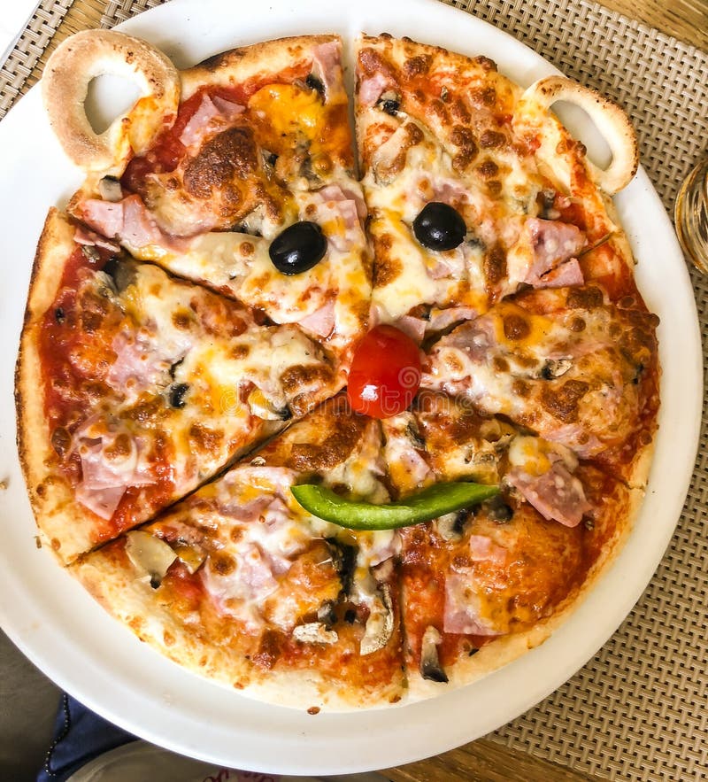 Pizza bear for children stock image. Image of italy - 126911399