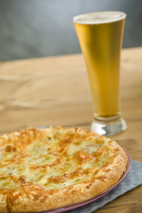 Pizza and beer stock image. Image of plate, closeup, food - 6611973