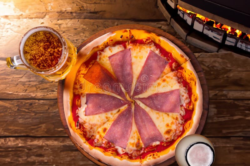 Pizza and Beer stock illustration. Illustration of dinner - 289118870