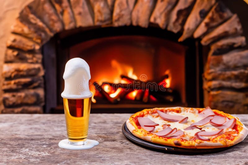 Pizza and Beer stock illustration. Illustration of crust - 289118875