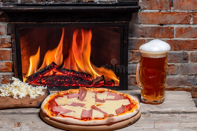 Pizza and Beer stock illustration. Illustration of mozzarella - 289118880