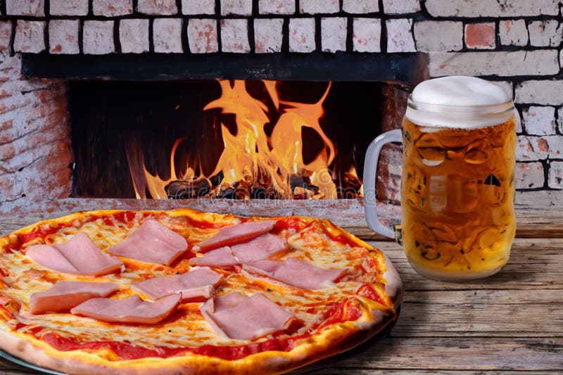 Pizza and Beer stock illustration. Illustration of dinner - 289118870