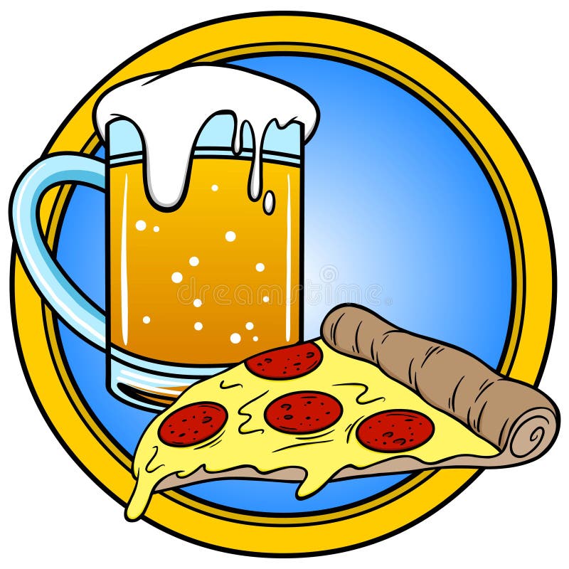 Pizza and Beer stock vector. Illustration of beer, lunch - 72949305