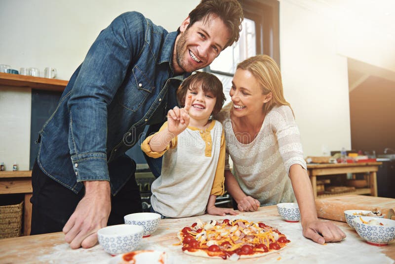 Pizza is the Best. a Family Enjoying Pizza at Home. Stock Photo - Image ...