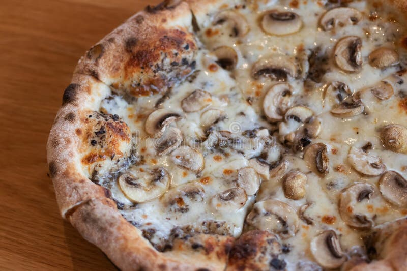 Pizza Black Truffle with Cheese Melting on Plate Stock Image - Image of ...