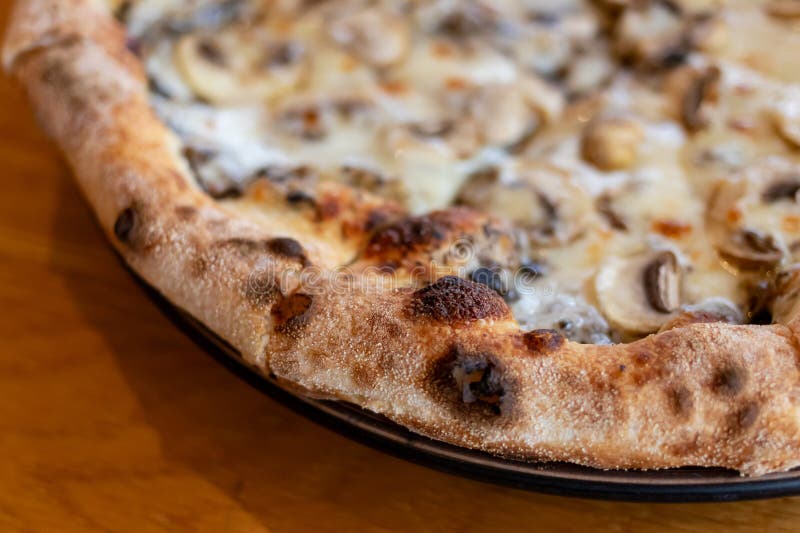 Pizza Black Truffle with Cheese Melting on Plate Stock Photo - Image of ...