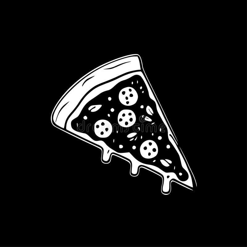 Pizza - Black and White Vector Illustration Stock Vector - Illustration ...