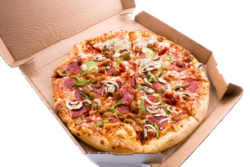 Pizza in a box stock photo. Image of onion, food, classic - 11668140