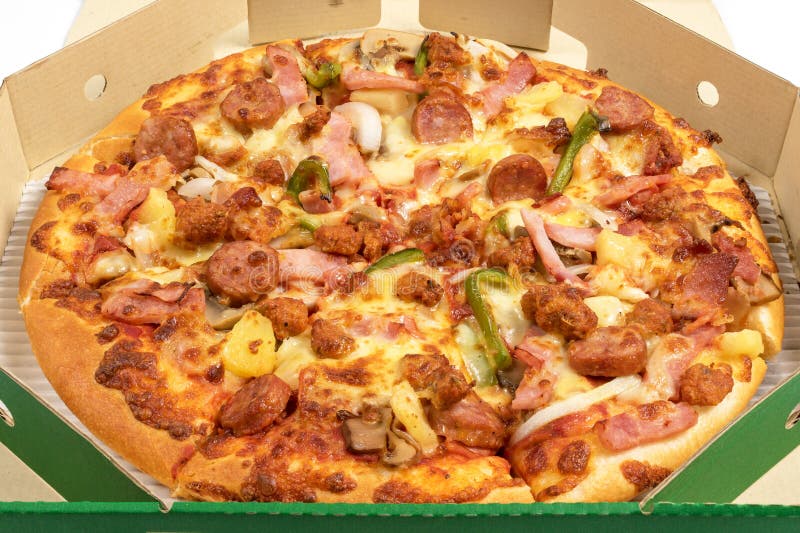 Pizza in the Box with Fully Load Topping, Delivery Pizza Stock Image ...