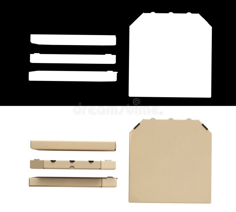 Pizza Box Mockup 3d Render on White with Alpha Stock Illustration ...