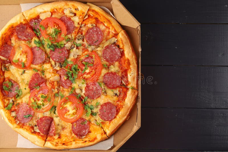 Pizza in Box Open. Pizza in the in Delivery Box Stock Photo - Image of ...