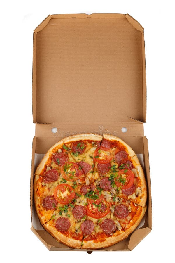 Pizza in Box Open. Pizza in the in Delivery Box Stock Image - Image of ...